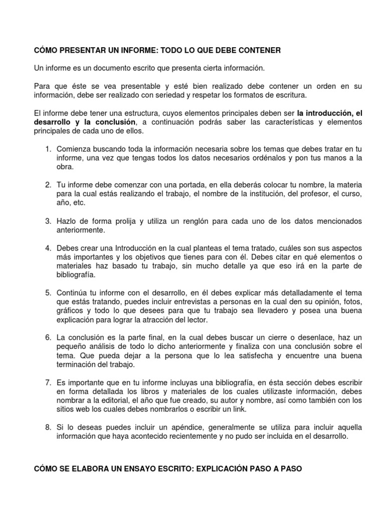 Cómo Presentar Un Informe y Un Ensayo | PDF | Ensayos | Pensamiento crítico