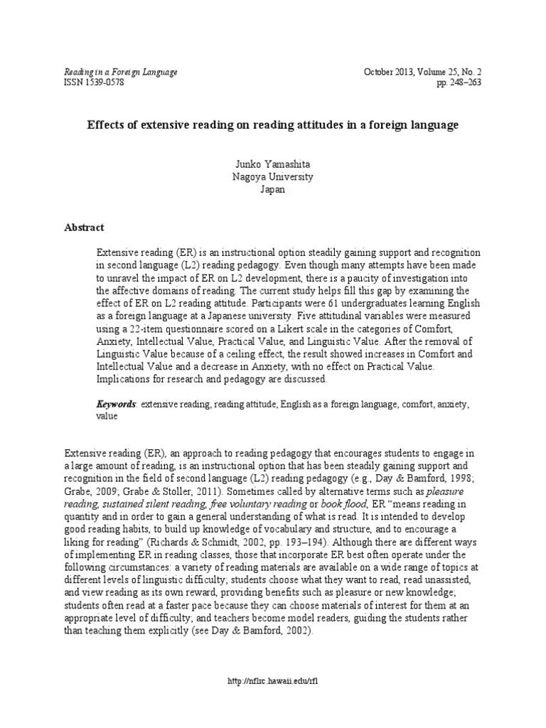 Effects of Extensive Reading On Reading Attitudes in A Foreign Language | PDF | Attitude ...