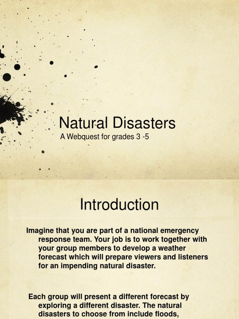 Natural Disasters: A Webquest For Grades 3 - 5 | Download Free PDF ...