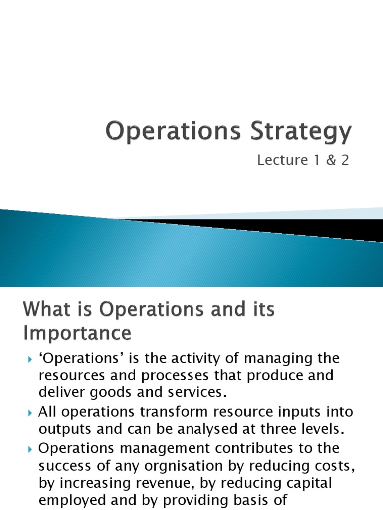 Operation Strategy Pdf Resource Strategic Management