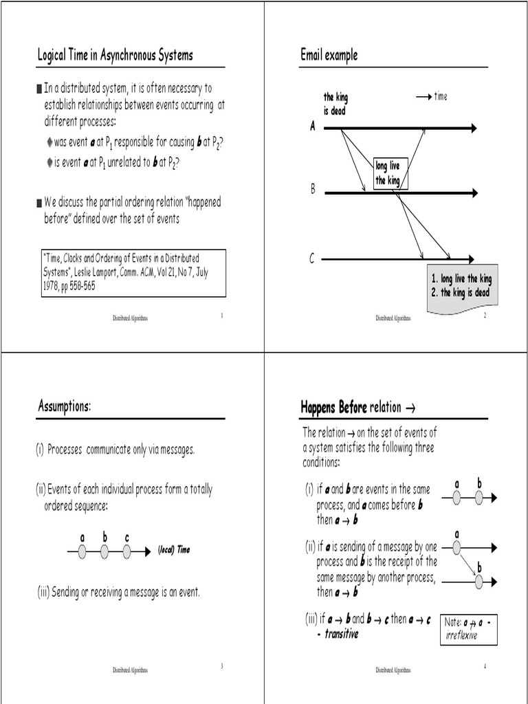 Logical Time in Asynchronous Systems Email Example: A B A B | PDF | Distributed Computing ...