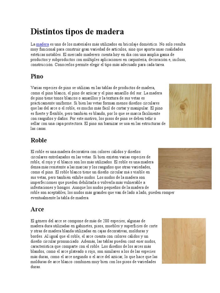 Distintos Tipos de Madera | PDF | Mueble | Color