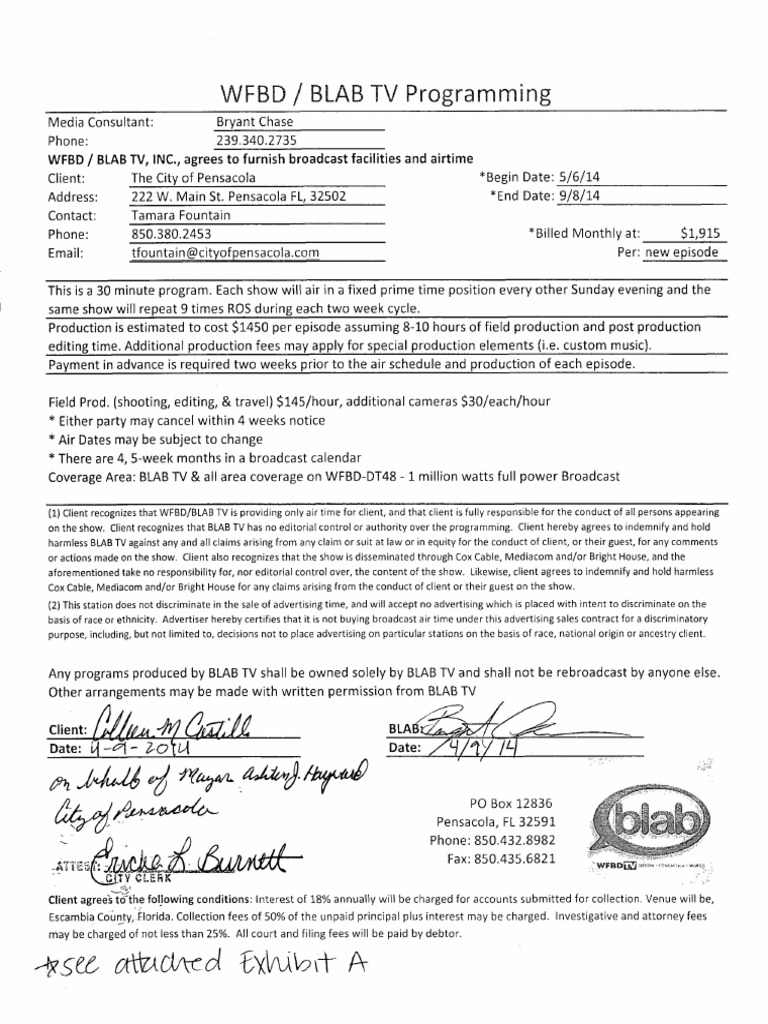 WFBD / BLAB TV Programming: Mar/l | PDF | Indemnity | Attorney's Fee