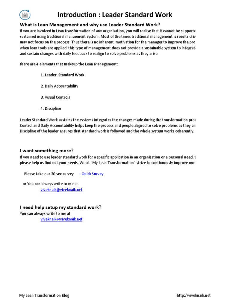 What Is Lean Management and Why Use Leader Standard Work? | PDF | Lean ...
