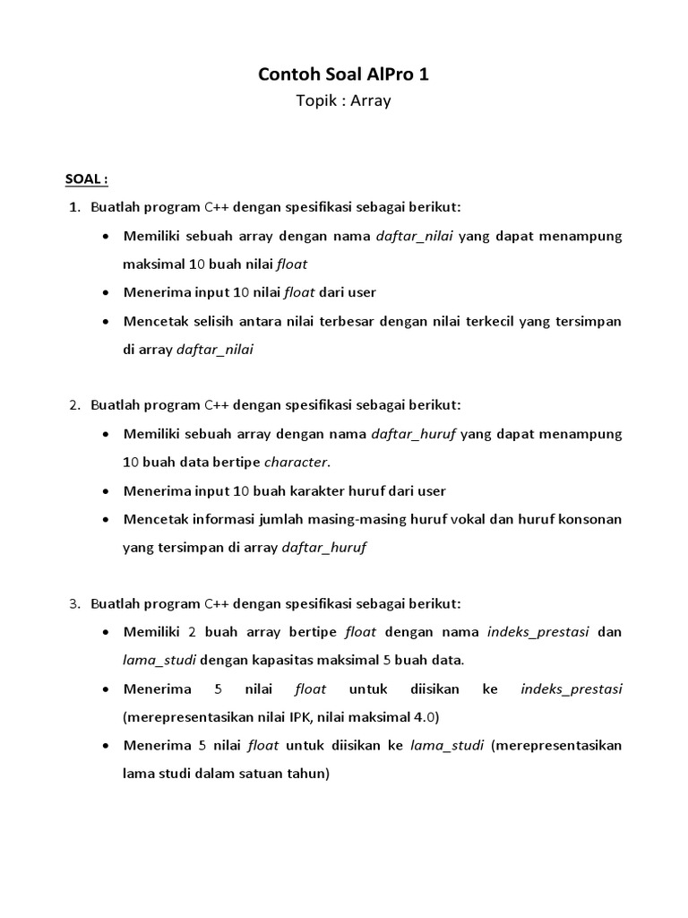 Contoh Soal Array | PDF