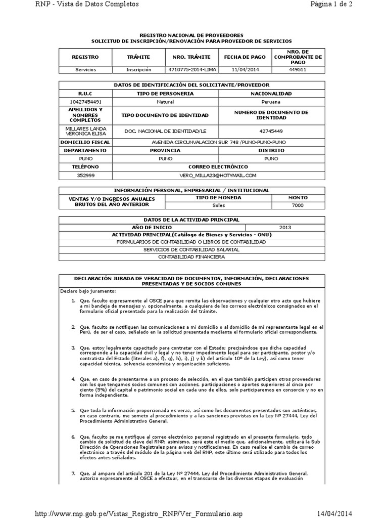 WWW - Rnp.gob - Pe Vistas Registro RNP Ver Formulario | PDF | Business | Informática y ...