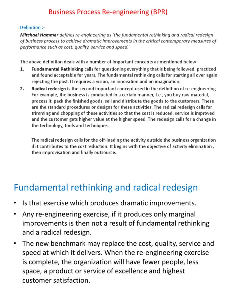 Business Process Re-Engineering (BPR) | PDF | Business Process ...