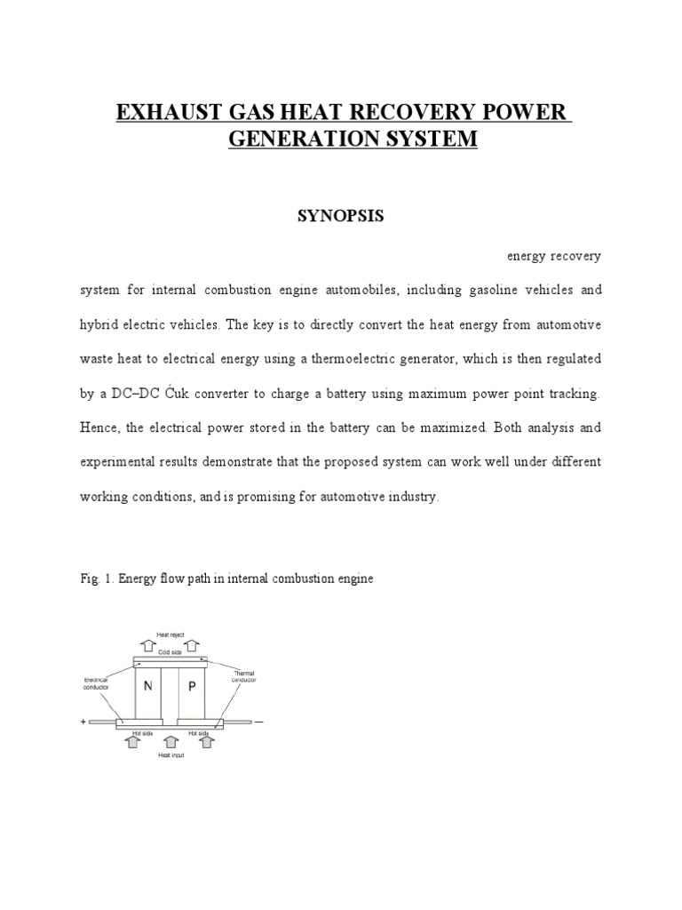 Exhaust Gas Heat Recovery Power Generation | PDF | Internal Combustion ...
