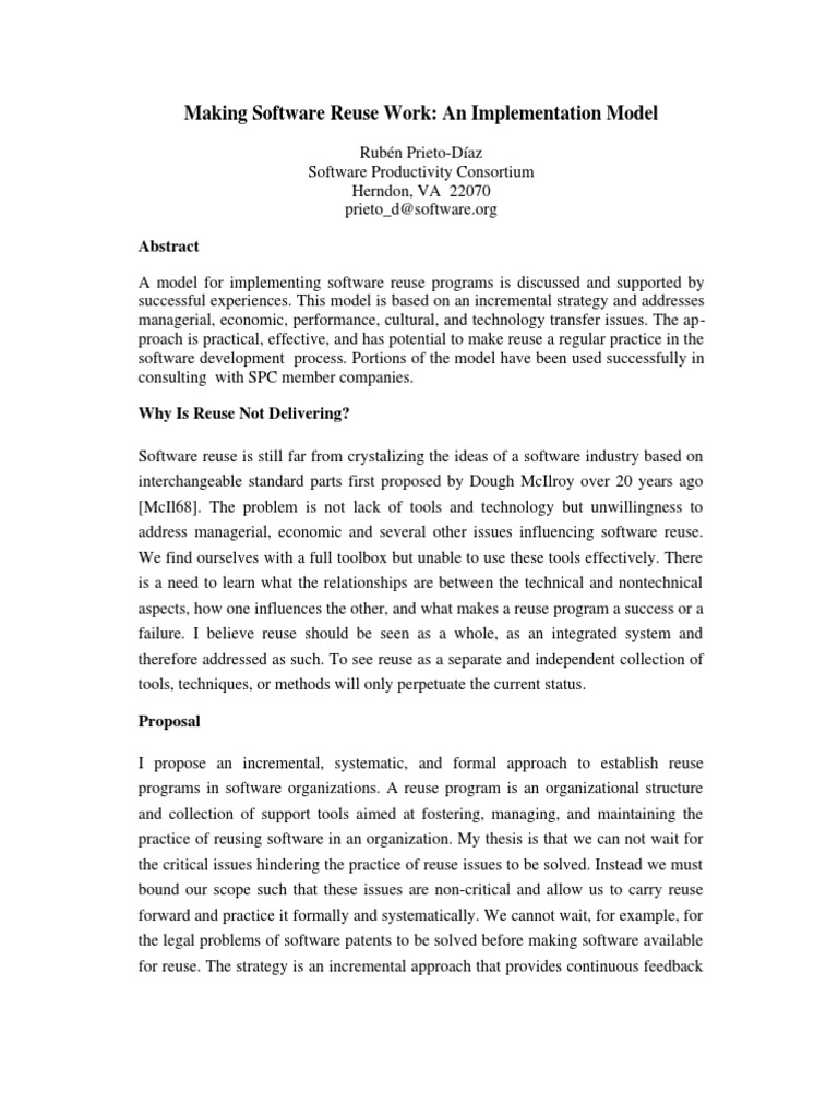 Implementing Software Reuse Incrementally | PDF | Component Based Software Engineering | Reuse
