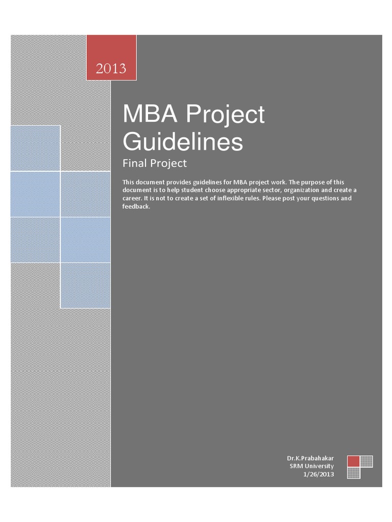Project Guidelines For MBA | PDF