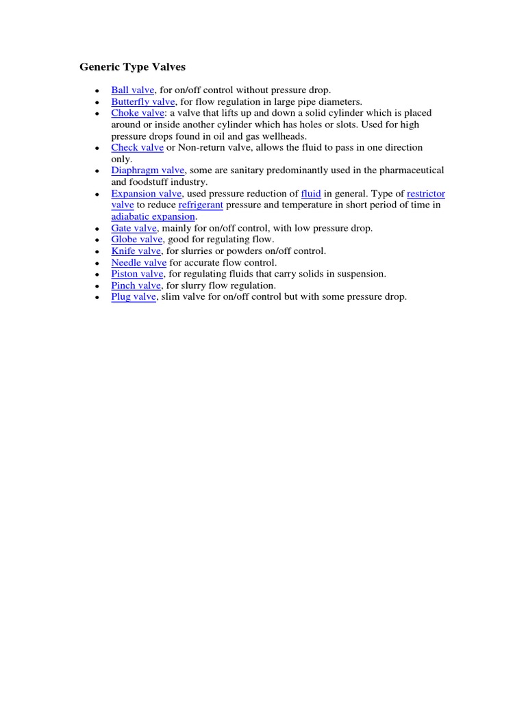 Generic Type Valves | PDF