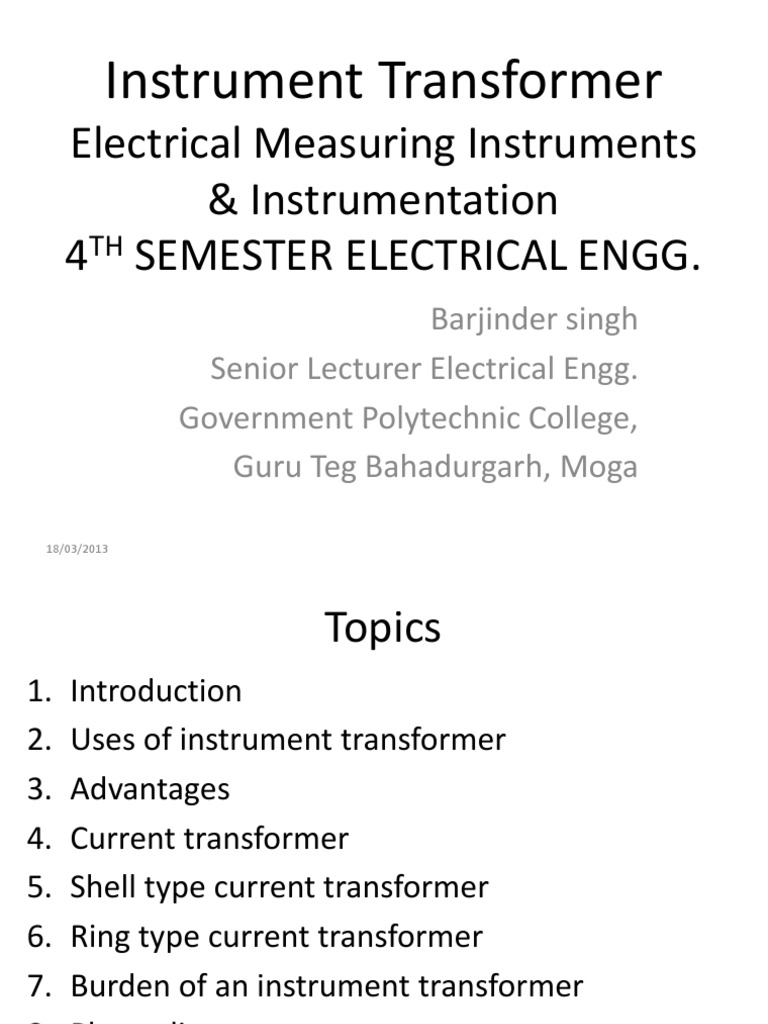 Instrument Transformer: Electrical Measuring Instruments ...