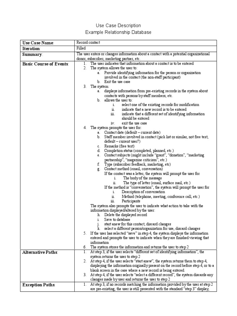 Use Case Name: Iteration: Summary: Basic Course of Events | Use Case ...