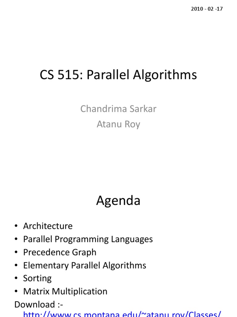 Parallel Algo C Sar Pdf Parallel Computing Concurrency Computer Science