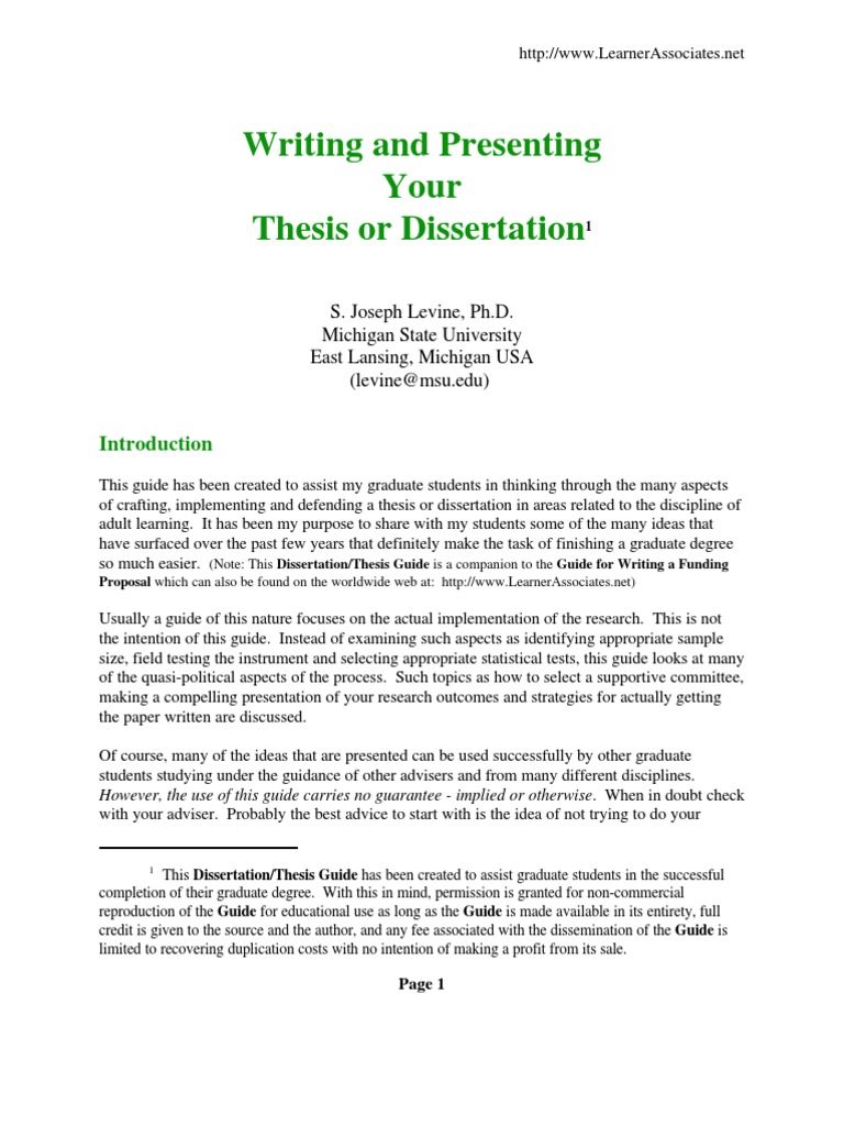 Writing and Presenting Your Thesis or Dissertation | PDF | Thesis ...