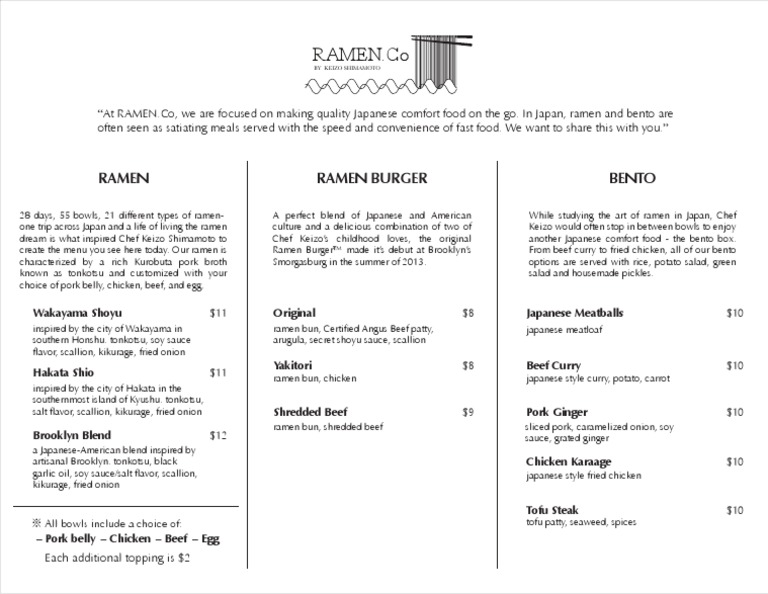 Ramen Co. Menu | PDF