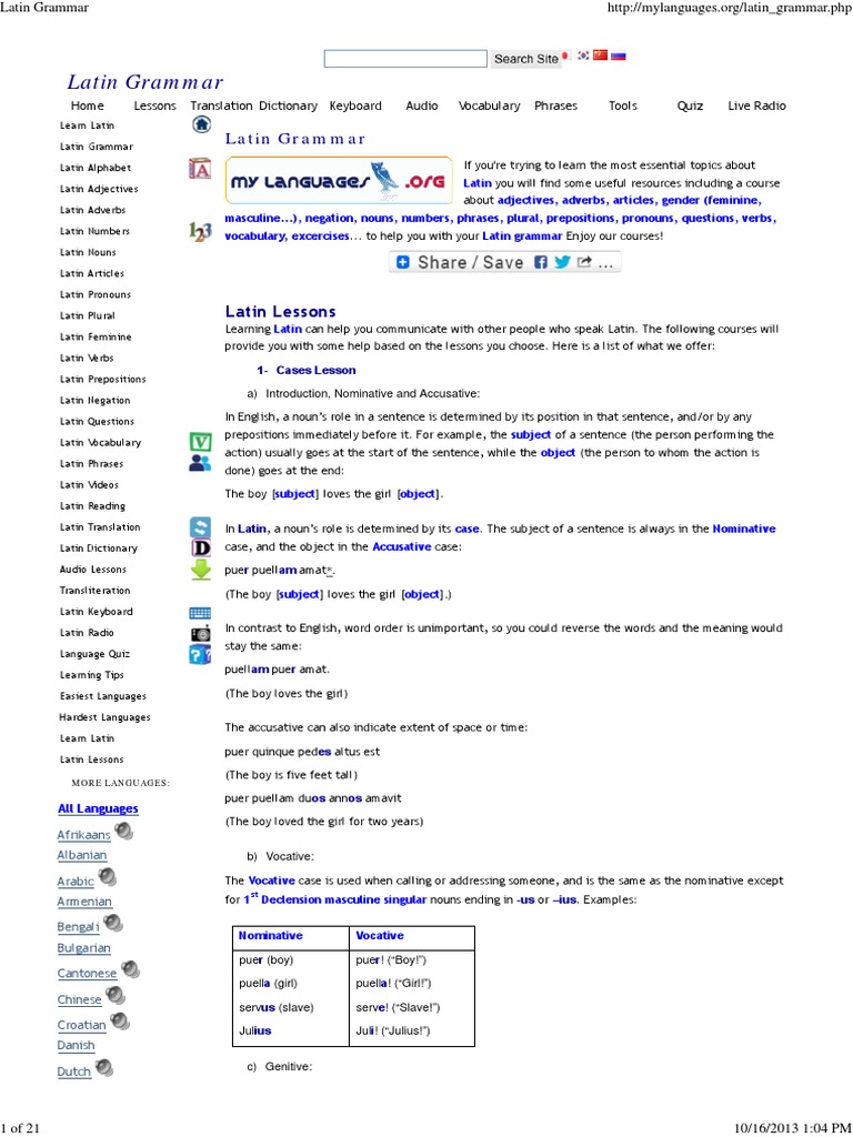 Latin Grammar | PDF | Latin | Grammatical Gender