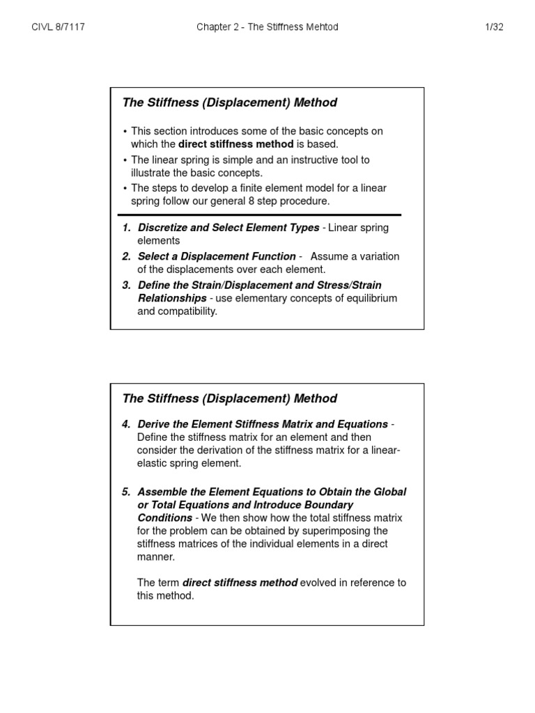 The Stiffness (Displacement) Method Step by Step | PDF | Stress ...