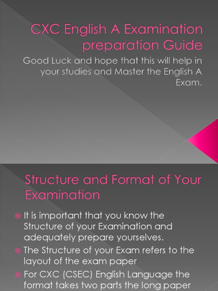 CXC English A Examination Preparation Guide | PDF | Test (Assessment ... CXC English A Examination Preparation Guide | PDF | Test (Assessment ...