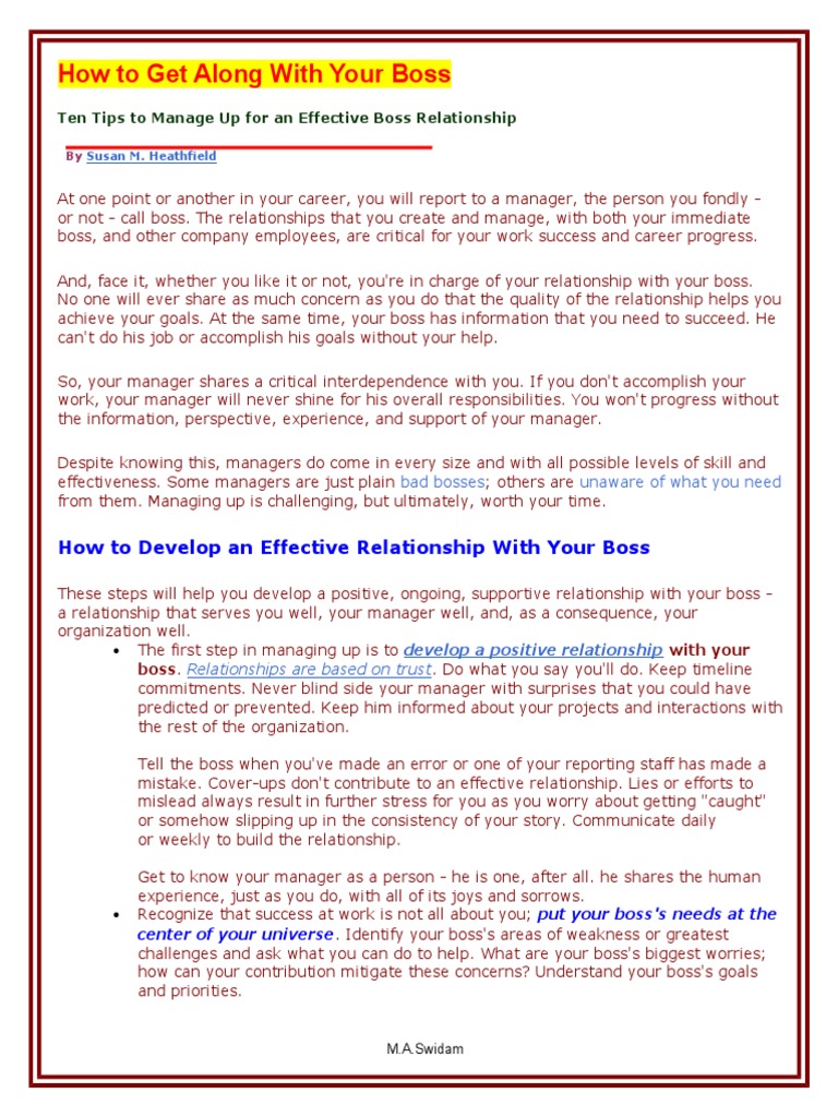 How To Develop An Effective Relationship With Your Boss | PDF ...