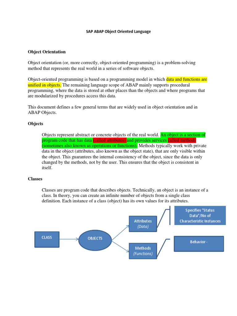 Sap Abap Object Oriented Language Class Computer