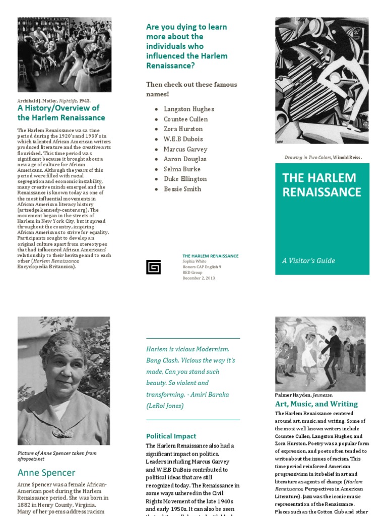 Harlem Renaissance Brochure | PDF | Harlem Renaissance | Critical Theory