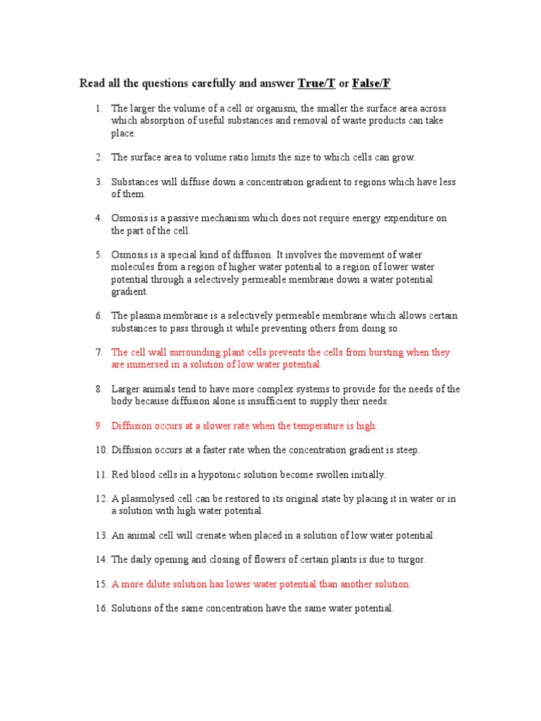 Read All The Questions Carefully and Answer True/T or False/F | PDF ...