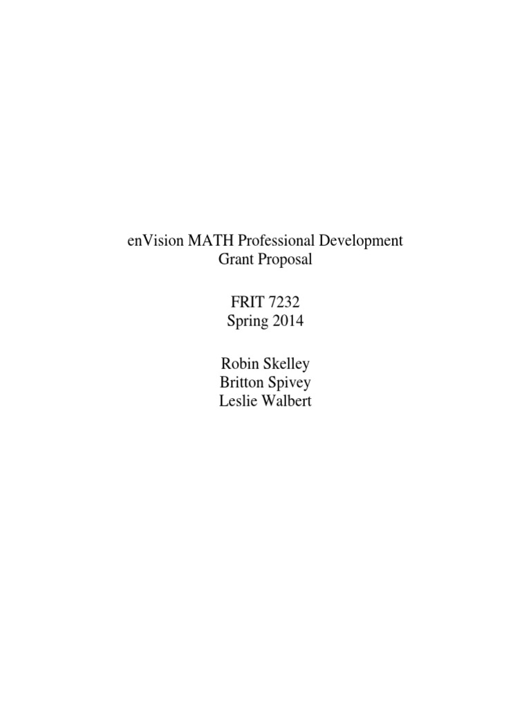enVision MATH Training Proposal | PDF | Teachers | Goal