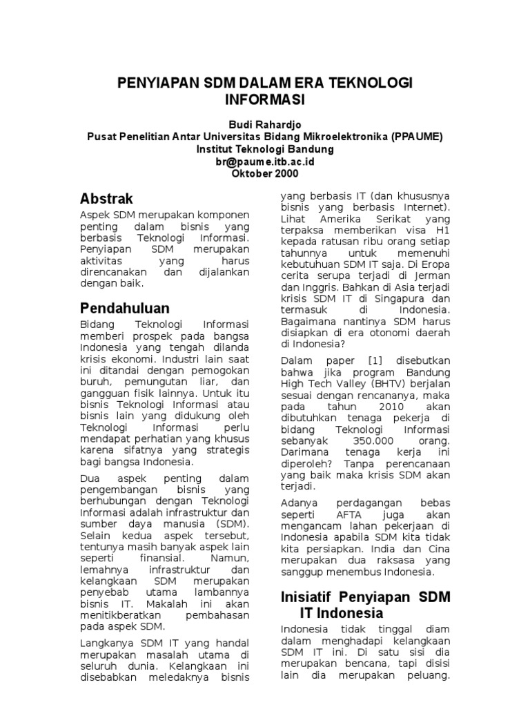 Makalah Pendidikan Dan Pelatihan MSDM-IT | PDF | Komputer