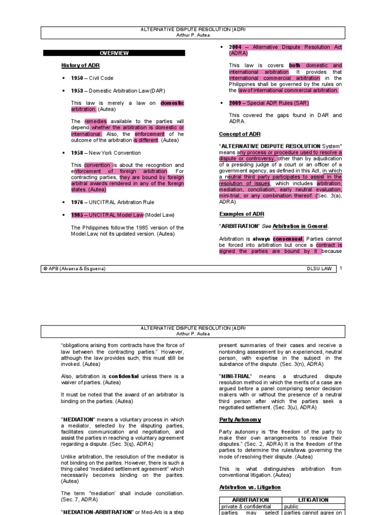 ALTERNATIVE DISPUTE RESOLUTION GUIDE | PDF | Arbitral Tribunal | Arbitration