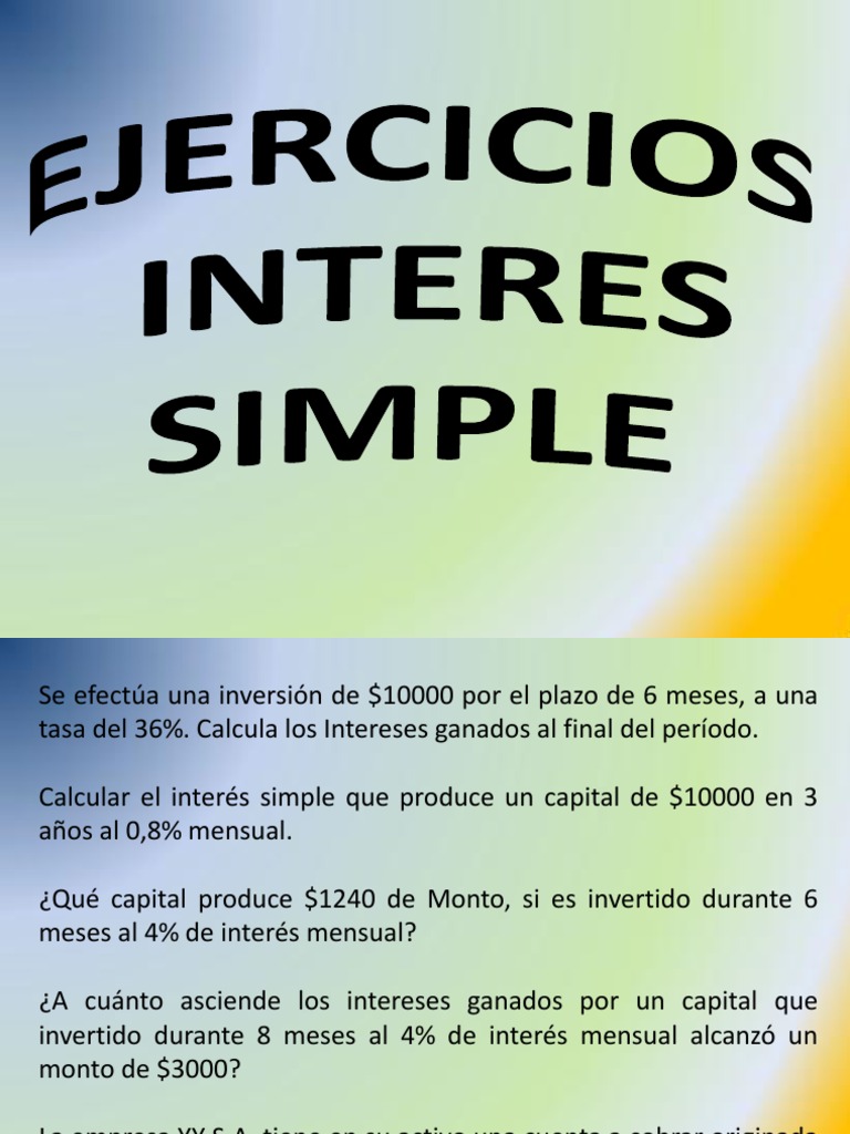 Ejercicios Interes Simple | PDF | Interés | Euro