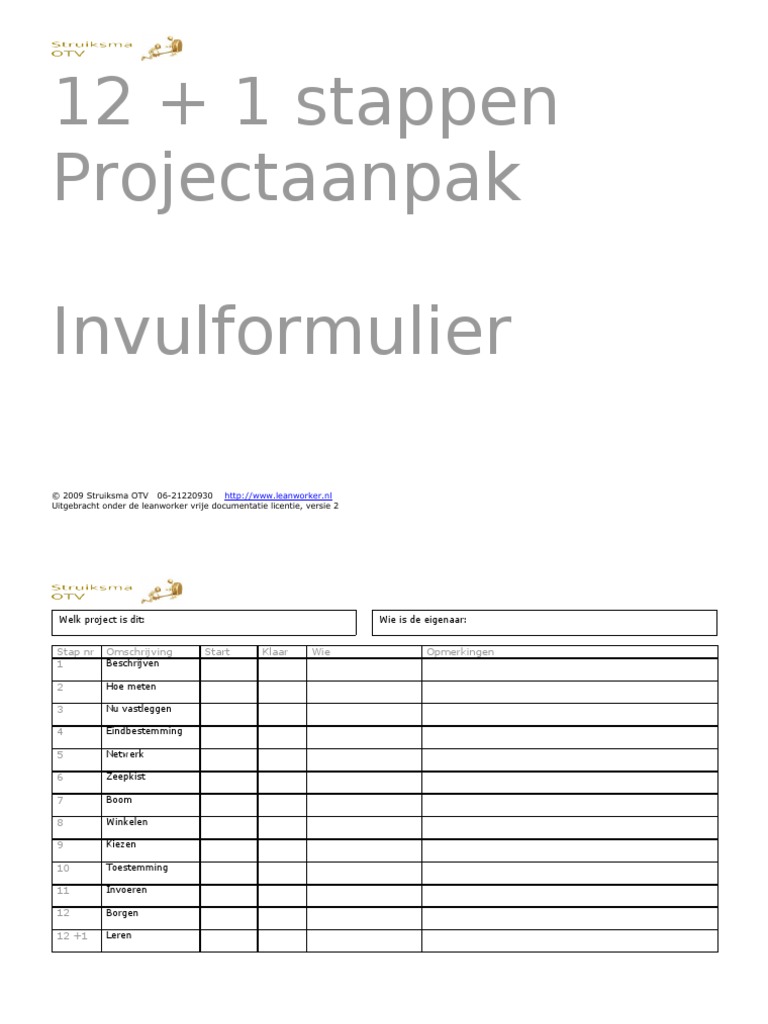 12 Stappen Plus 1: Invullijst (W16) | PDF