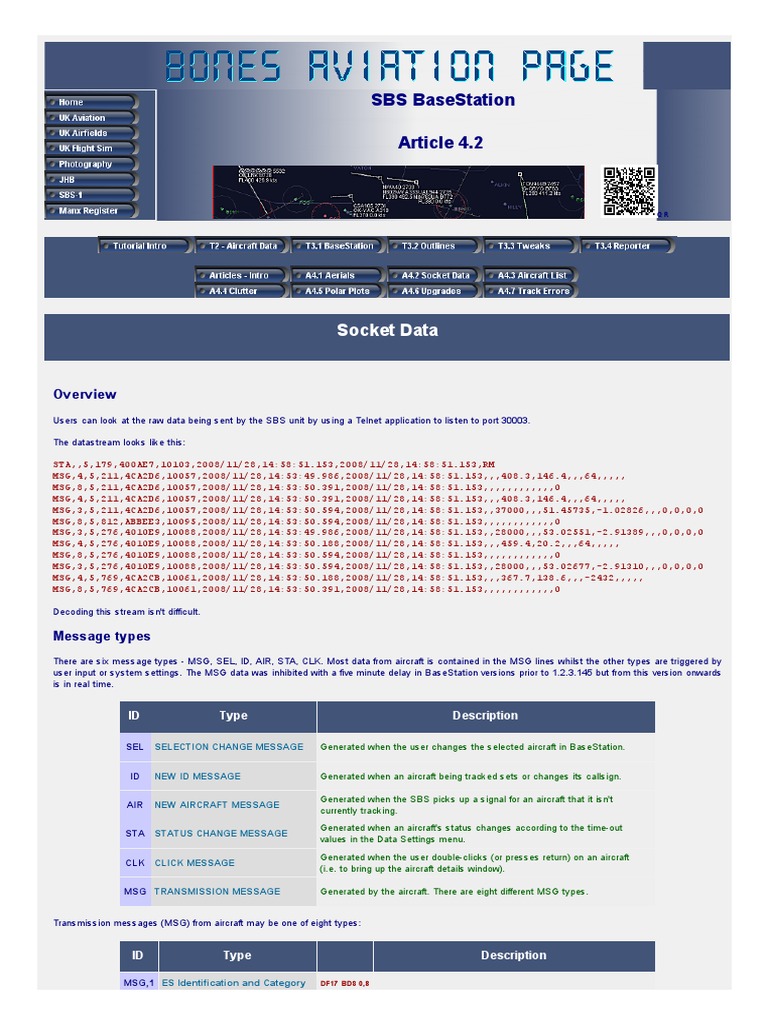 SBS BaseStation Socket Data Guide | PDF | Transponder (Aeronautics ...