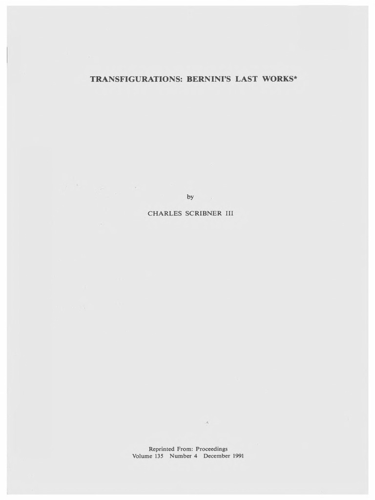 Transfigurations: Bernini's Last Works, by Charles Scribner III | PDF