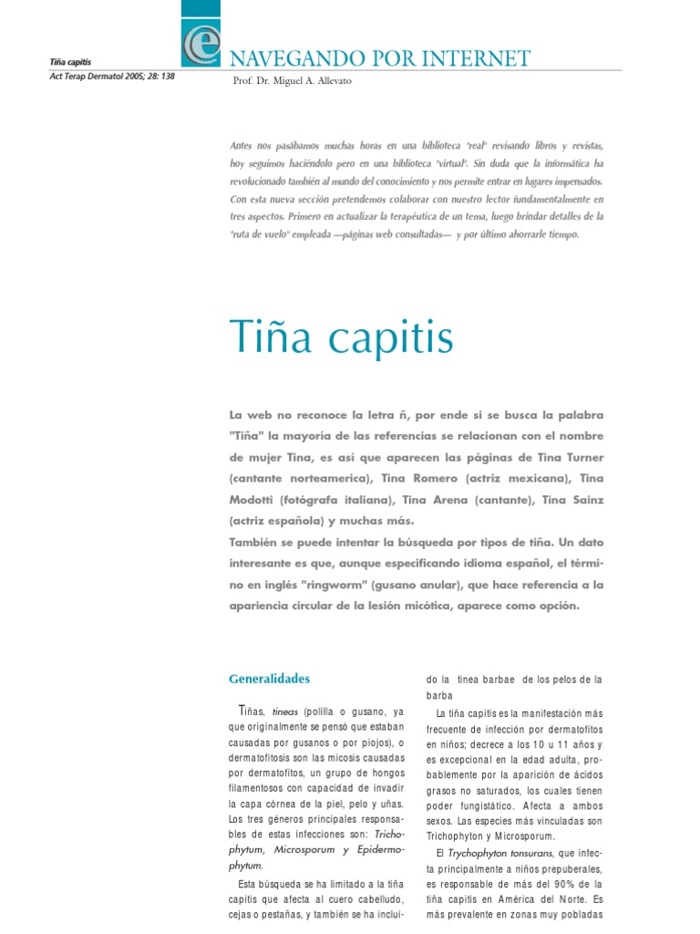 Tiña capitis: Presentación clínica, diagnóstico y tratamiento | PDF