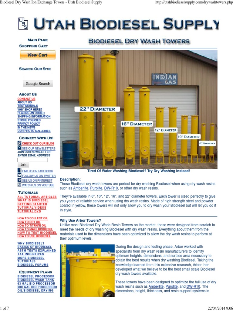 Biodiesel Dry Wash Ion Exchange Towers - Utah Biodiesel Supply | PDF ...