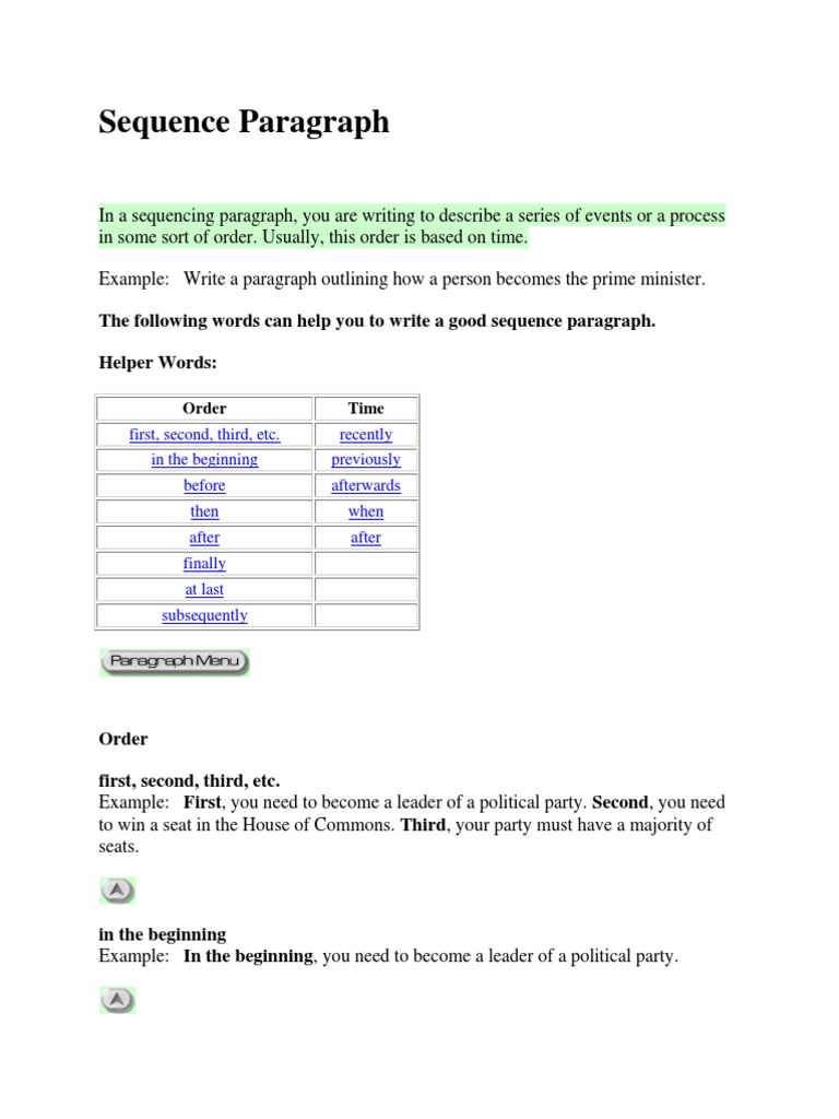 Sequence Paragraph Writing | PDF