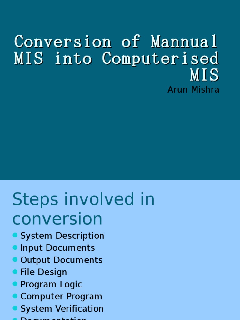 Manual to Computerized MIS Conversion | PDF