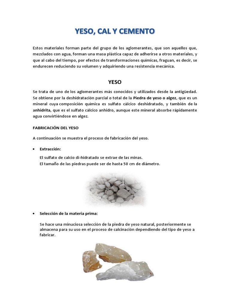 Diferencias entre cal y yeso en construcción | PDF | Cemento | Yeso