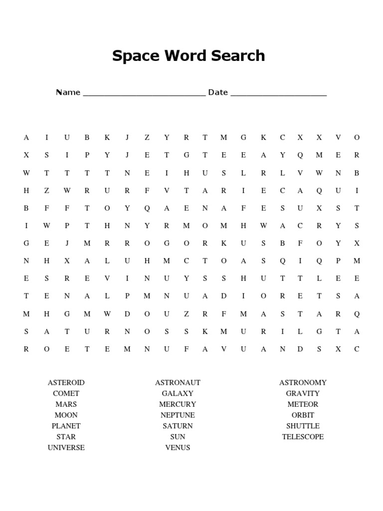 Space and Computer Word Searches | PDF