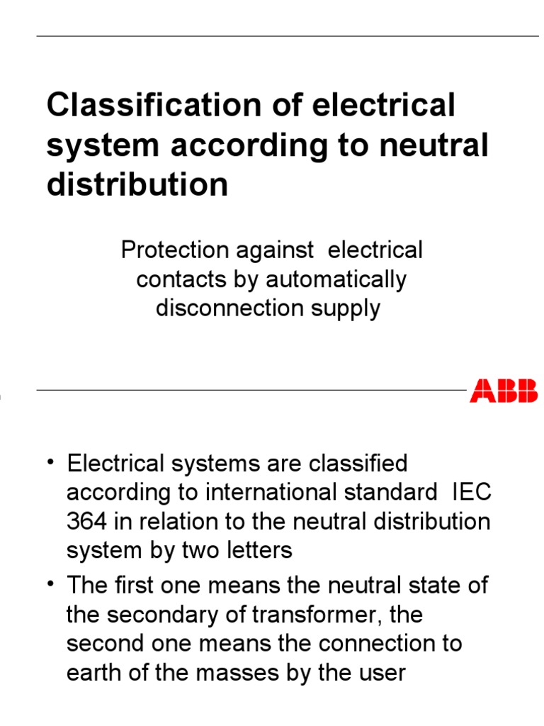 Classification of Electrical System According To Neutral Distribution ...