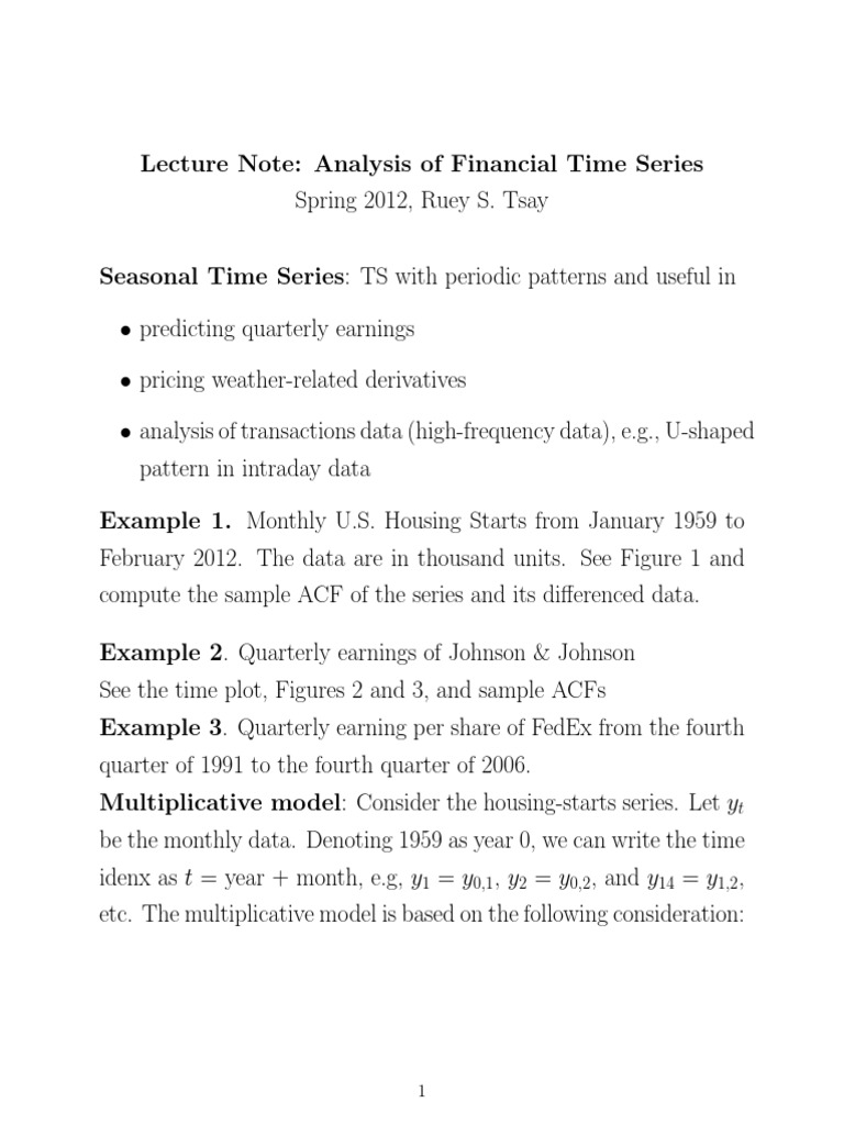 Lecture Note: Analysis of Financial Time Series | Download Free PDF | Errors And Residuals ...