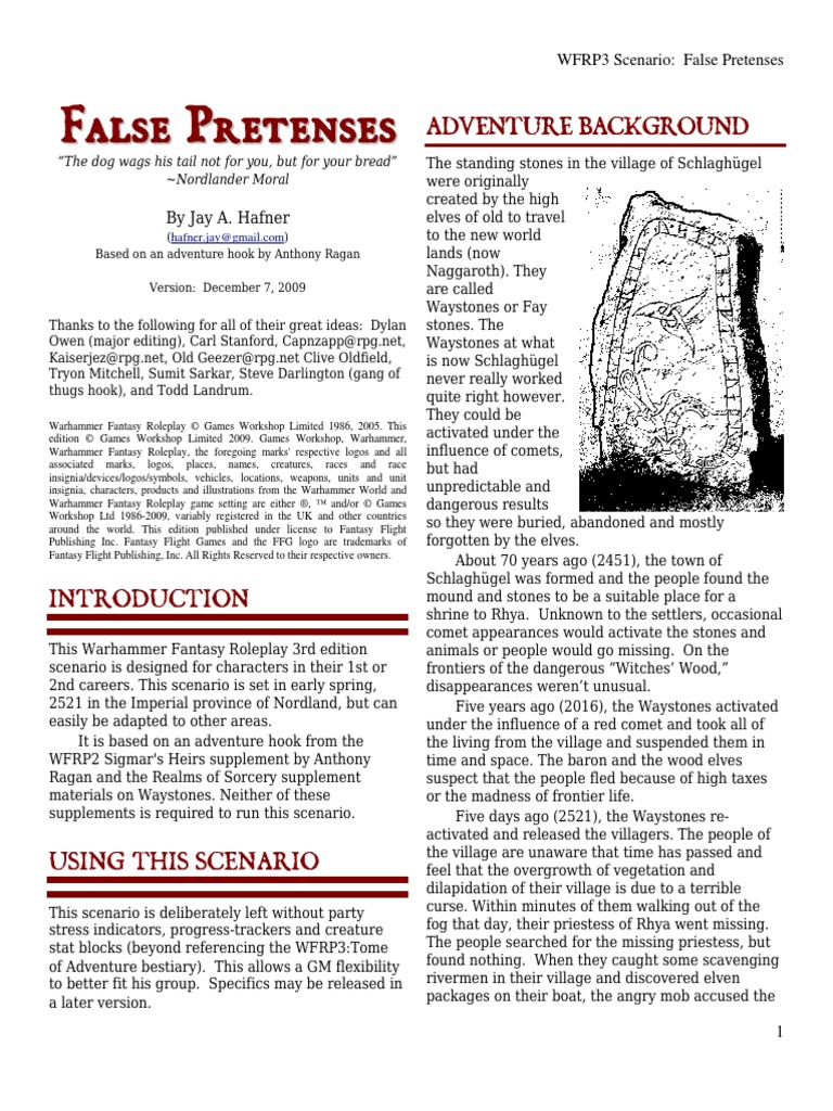 WFRP3F - False Pretenses - Scenario | PDF | Elf (Dungeons & Dragons ...