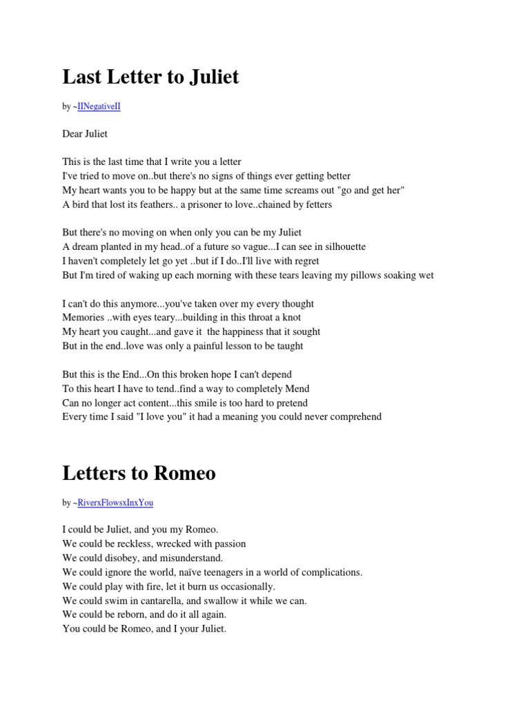 Letter to Juliet and Romeo | Romeo And Juliet | Penelope