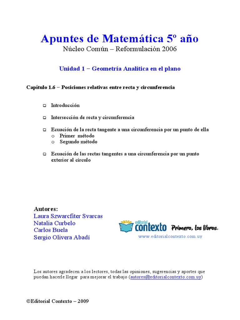 Cap1.6 Mat5 | PDF | Tangente | Circulo
