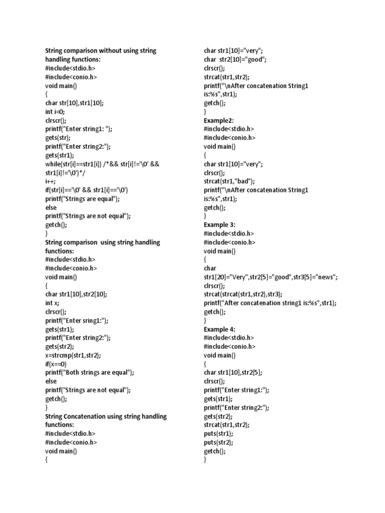 Strings Comparison Programs | PDF | String (Computer Science) | Metalogic