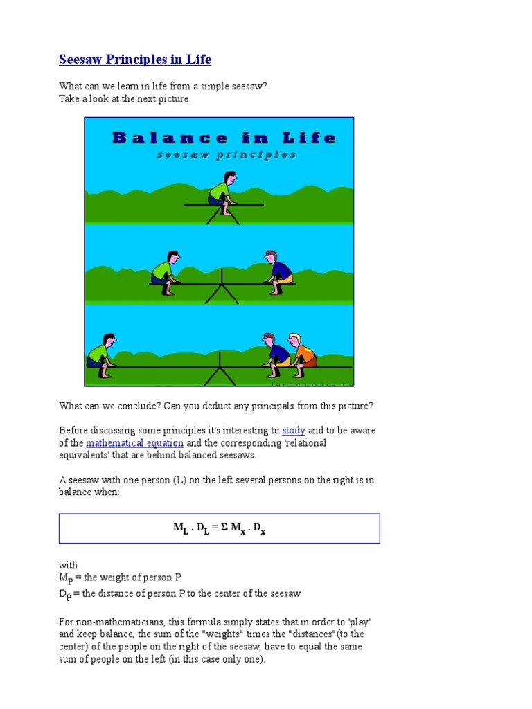 Seesaw Principles | Behavioural Sciences | Psychology & Cognitive Science