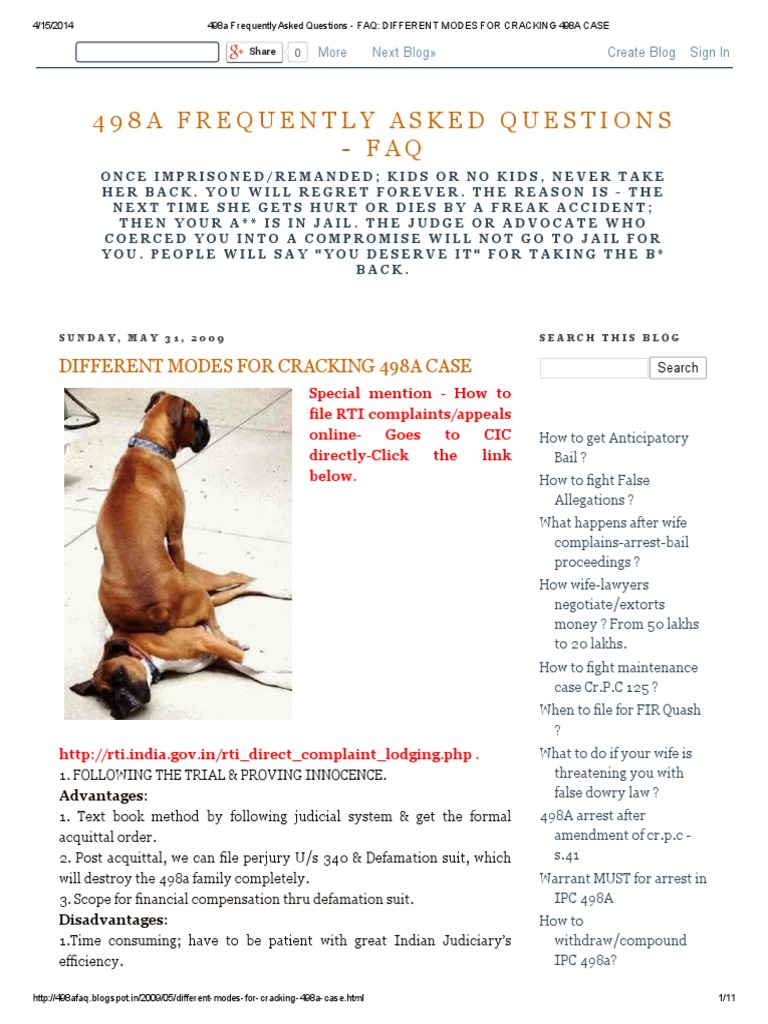 498a Frequently Asked Questions - Faq - Different Modes For Cracking 498a Case | PDF | Public ...