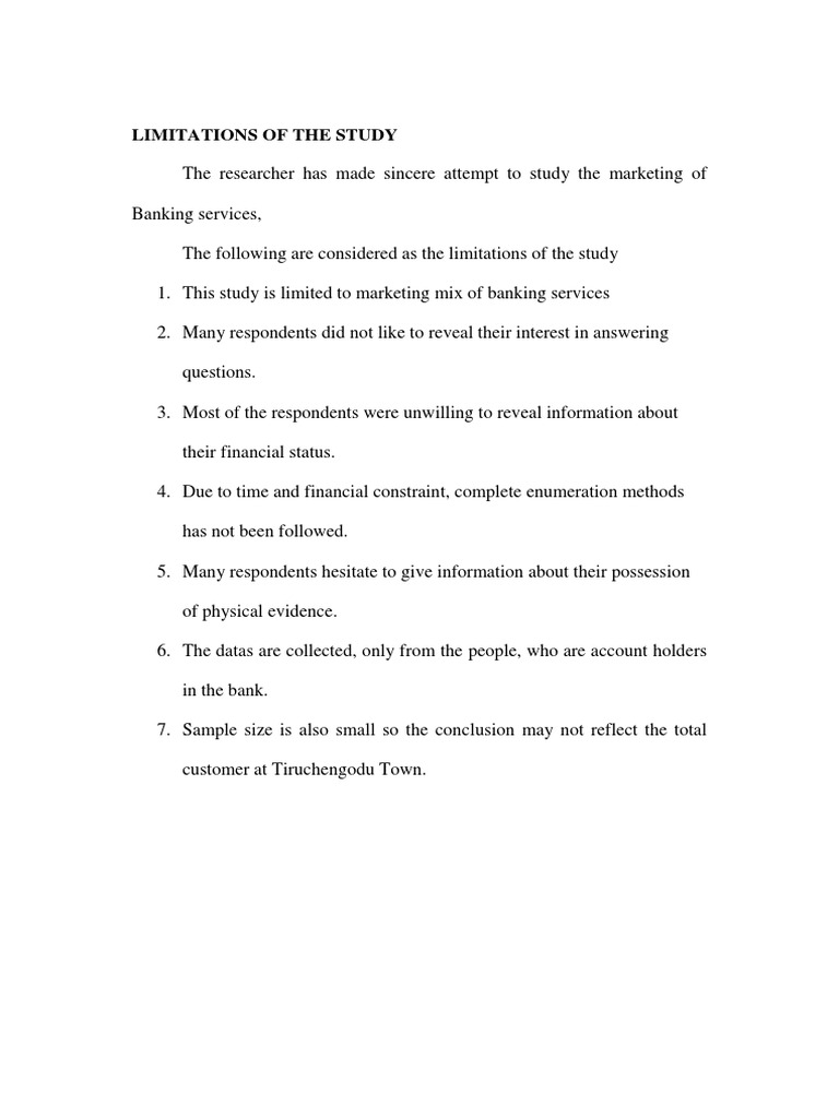 Limitations of The Study | PDF