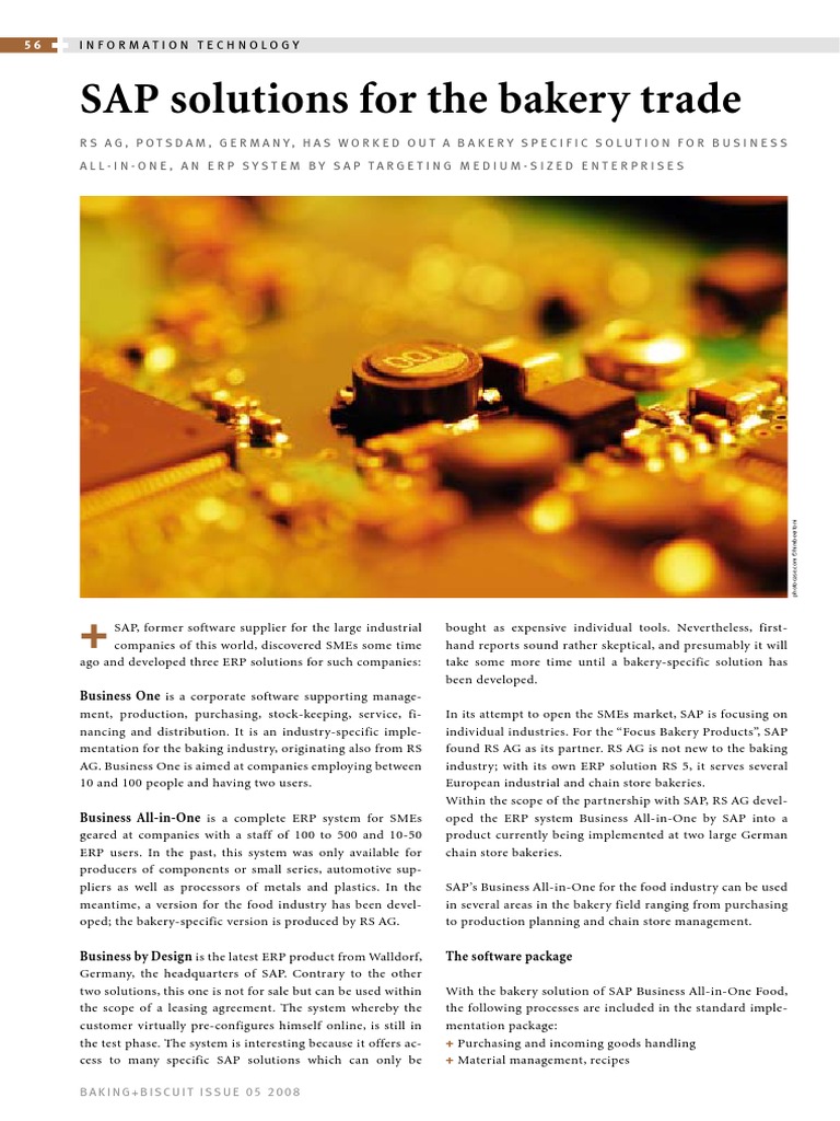 SAP Solutions For The Bakery Trade | PDF | Sap Se | Enterprise Resource ...